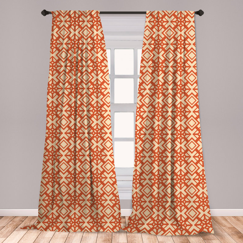 East Urban Home Art Deco Geometric Room Darkening Rod Pocket Curtain